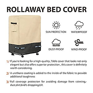 Aaaspark Folding Bed Storage Cover, Rollaway bed cover, waterproof and breathable Oxford cloth, suitable for 39 inch double bed (39 "x 15" x 44.8 "), indoor and outdoor universal, beige gray splicing