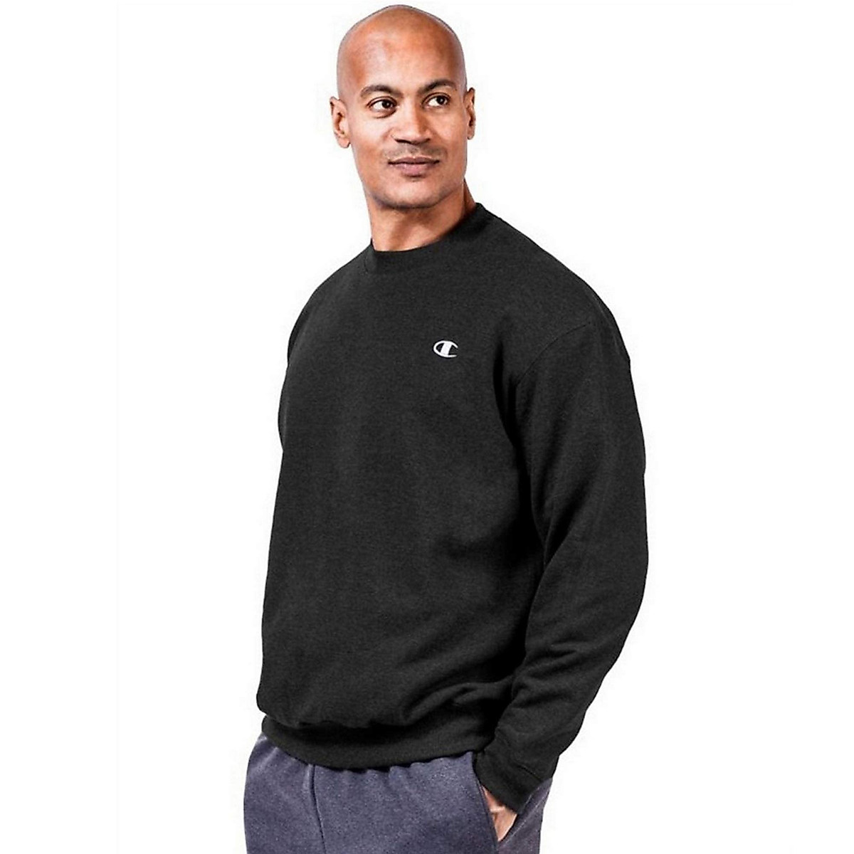 Champion Big and Tall Sweatshirts for Men – Men Crewneck Sweatshirt Big and Tall Black