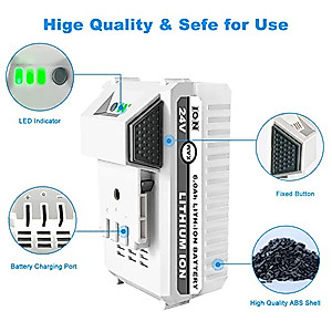 Gemho 6.0Ah 24V Replacement Battery Compatible with Snow Joe Compatible with Sun Joe iON+ System 24V 24BAT-LTX 24VBAT-LTW 24VBAT-LTE 24VBAT-LT 24VBAT 24VBAT-XR Lithium Ion Power Tool Battery