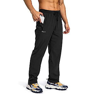Pudolla Men's Workout Athletic Pants Elastic Waist Jogging Running Pants for Men with Zipper Pockets (Black 3XL)