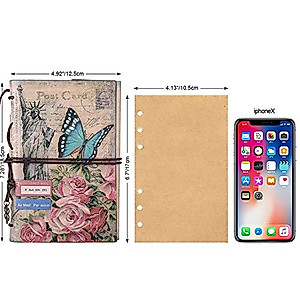 Leather Journal Notebook, MALEDEN Vintage Travel Journal for Women Refillable Sketchbook Diary Planner with Unlined Pages and Zipper Pocket