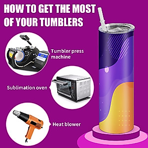 OLSUNOR 24 Pack Stainless Steel 20 oz Sublimation Tumblers Set, Skinny Straight, Lids, Straws, Sublimation Shrink Wrap, DIY Stickers, Individually Gift Boxed