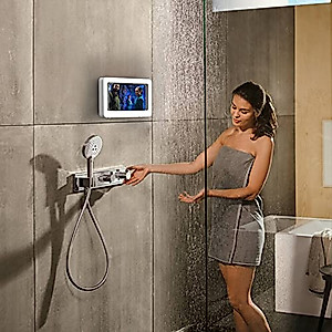 Shower Phone Holder Waterproof Phone Holder Shower Phone Case,Wall Case for Phone Shower Phone Mount,Suitable for Shower Bathroom Bathtub Kitchen(White)