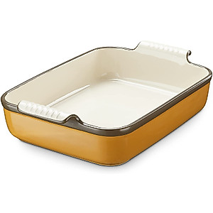 LIFVER Baking Dish, 9x13 Baking Pan, 120 Oz Large Lasagna Pan Deep, Ceramic Bakeware, Rectangular Casserole Dishes for Cooking Roasting Turkey Lasagna, Gifts for Baker, 3.8 Qt
