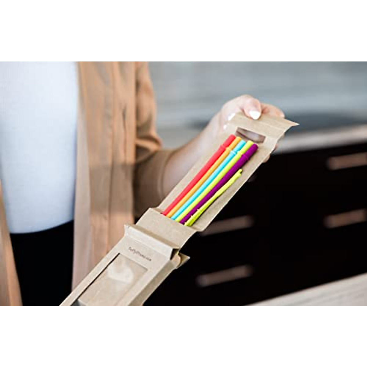 Long Silicone Straws With Stoppers for Tumblers - Slender Silicon Rubber Reusable Drinking Straws for Simple Modern, Starbucks, Yeti, rTic, Acrylic 24 30 40 oz Tumbler Cups - Flexible BPA Free