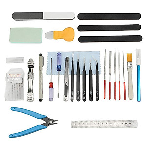 BXQINLENX Professional 28 PCS Gundam Model Tools Kit Modeler Basic Tools Craft Set Hobby Building Tools Kit for Gundam Car Model Building Repairing and Fixing(O)