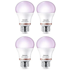 PHILIPS Color and Tunable White A19 LED 60W Equivalent Dimmable Wi-Fi Wiz Connected Smart LED Light Bulb, Easy Control with App or Voice, Works with Alexa, Google Assistant, Siri Shortcuts (4-Pack)