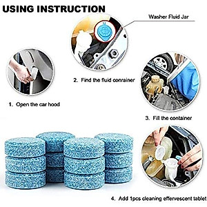 Kindax Car Windshield Washer Tablets 40Pcs Car Glass Wiper Fluid Concentrated Clean Tablets 1 Pack Makes 42 Gallons,1 Piece Makes 1.05 Gallons