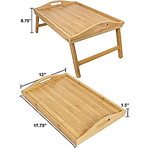 Greenco Foldable Bamboo Breakfast Table Serving Tray, Labtop Desk, Bed Table