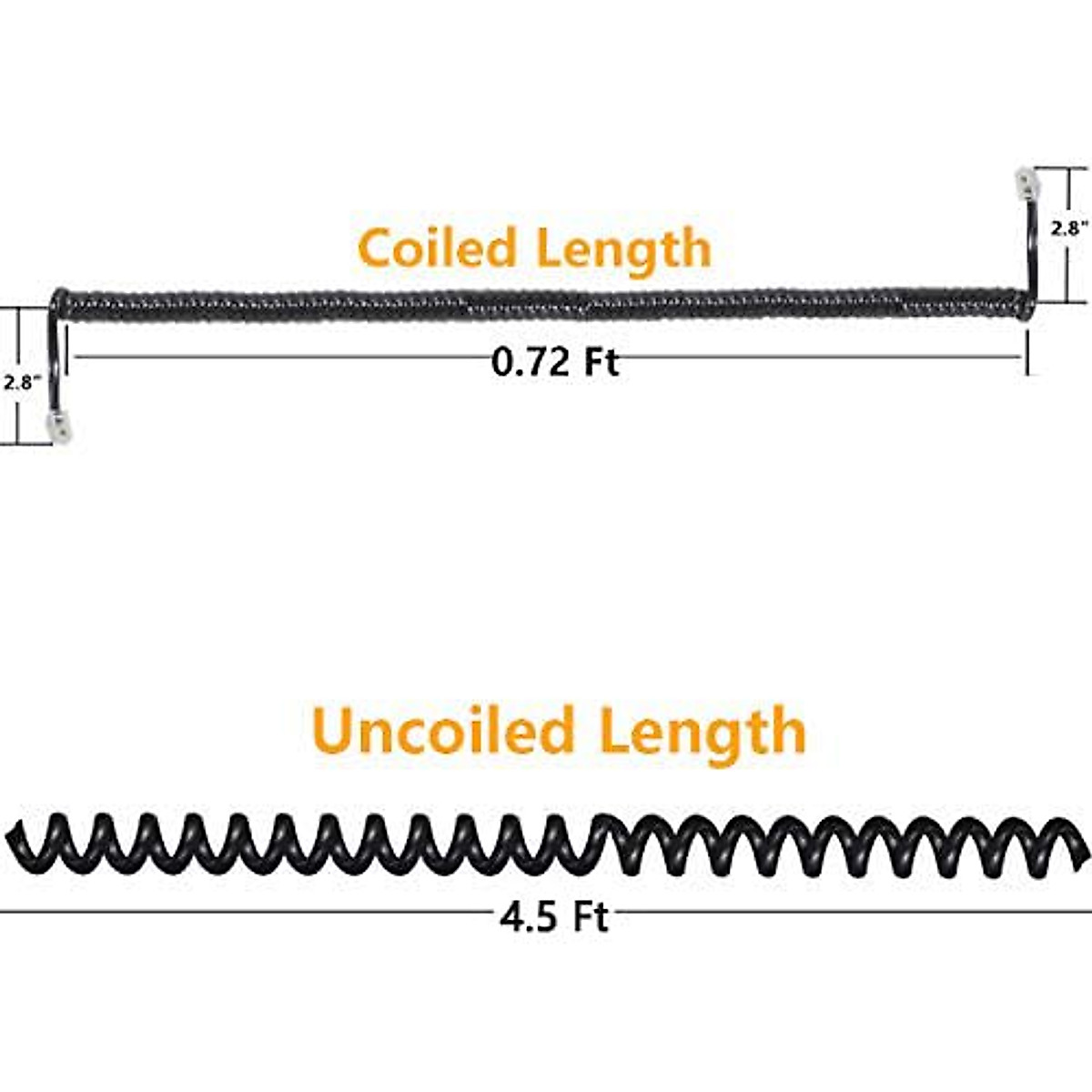 Uvital Telephone Phone Handset Cable Cord, Coiled Length 0.72 to 6 Feet Uncoiled Landline Phone Handset Cable Cord RJ9/RJ10/RJ22 4P4C(Black) (6ft)