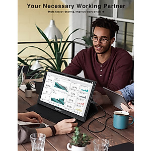 Haiway Portable Monitor, Laptop Monitor 14 inch 1366x768 RES, Ultra Slim Second External Monitor USB C HDMI Gaming Travel Monitor for Laptop Desktop Mac Phone PS4 Xbox Switch with Protective Cover