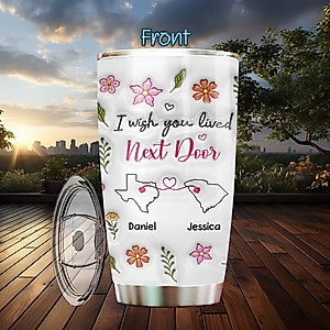 Personalized Gifts I Wish We Lived Closer Tumbler - 3D Inflated Effect - Custom State to State Mug, Long Distance Friendship Gifts, Personalized Tumbler, I Wish We Lived Closer Mug with Names