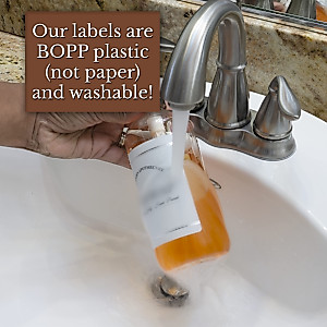 Refillable Clear PET Plastic 16 oz Feminine Wash Bottle with Black Plastic Pump Dispenser - Chrome Accent Waterproof Labeled Bottle