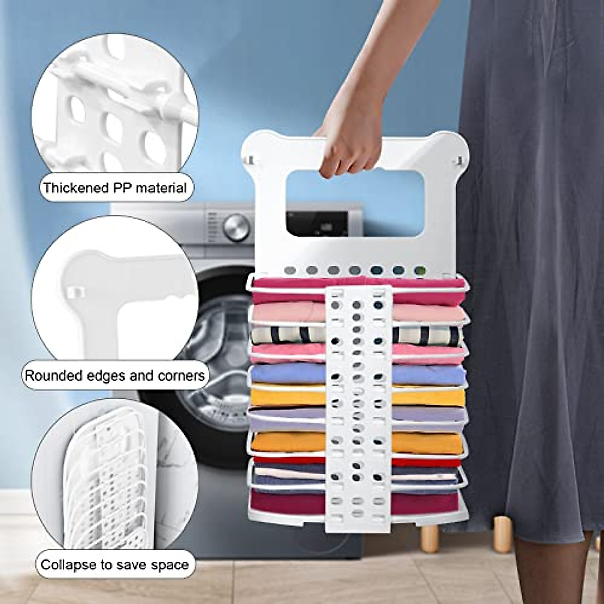 ossephHanging Laundry Basket, Collapsible Laundry Basket, Foldable Laundry Basket With Handle For Bathroom Bedroom Dorm (white, 33*30*34cm)