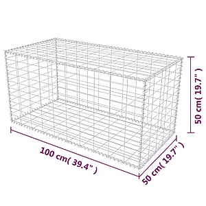 loibinfen Fence Panel Outdoor Privacy Fence Screen Gabion Basket for Retaining Wall Block Gabion Cages Outdoor Decorative Fences Fencing for Yard, Silver Galvanized Steel 39.4"x19.7"x19.7"