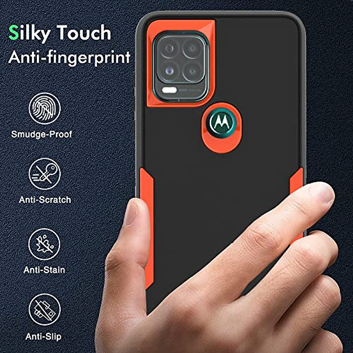Vinve for Moto G Stylus 5G Case, [Military Grade] Shockproof Hybrid Rugged Bumper Protective Cover (Black/Orange)
