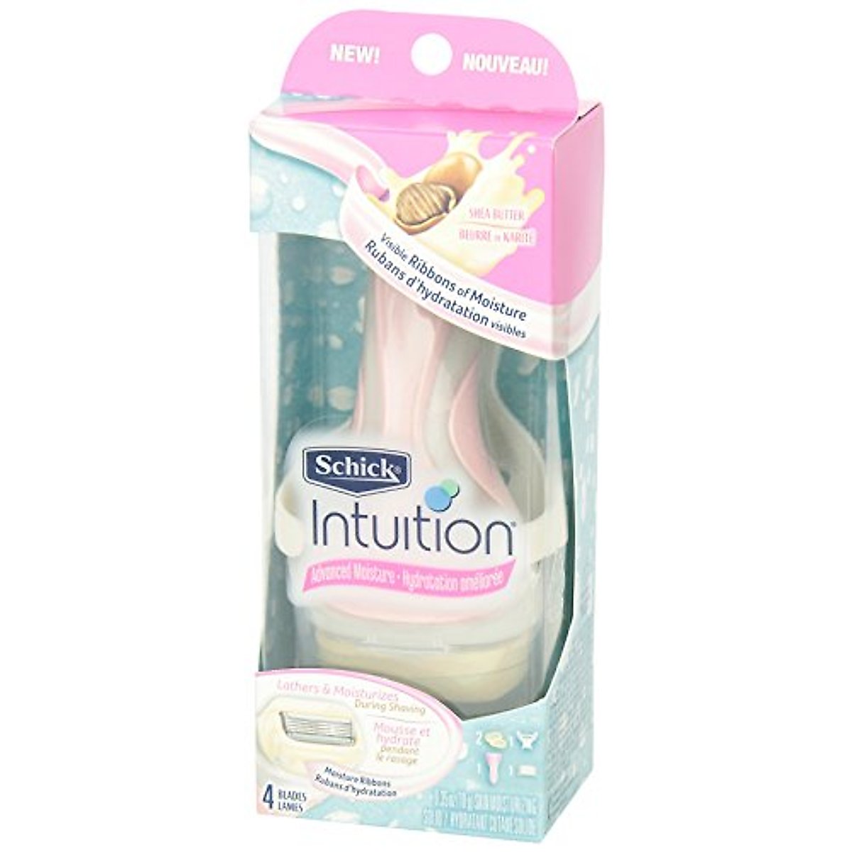 Schick Intuition Advanced Moisturizing Womens Razor with Shea Butter, 1 Handle with 2 Refills