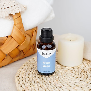 Fresh Linen Fragrance Oil - ESSLUX Aromatherapy Essential Clean Scented Oils for Diffuser, Massage, Soap, Candle Making Scents, Perfume, Home Fragrance, 30 ml