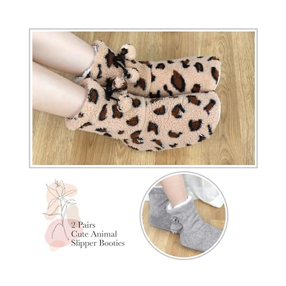 Panda Bros Slipper Socks For Women With Grippers, Fuzzy Womens Slipper Socks With Non Slip Bottoms, Cozy Warm House Slippers