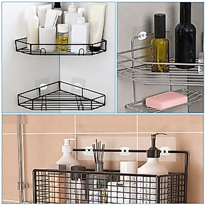 Qianyu 20Pcs Shower Caddy Adhesive Replacement No Drilling Shower Shelves Hooks Waterproof Shower Organizer Strip Transparent Strong Hanging Wall Pad for Bathroom Storage Soap Holder Kitchen Rack