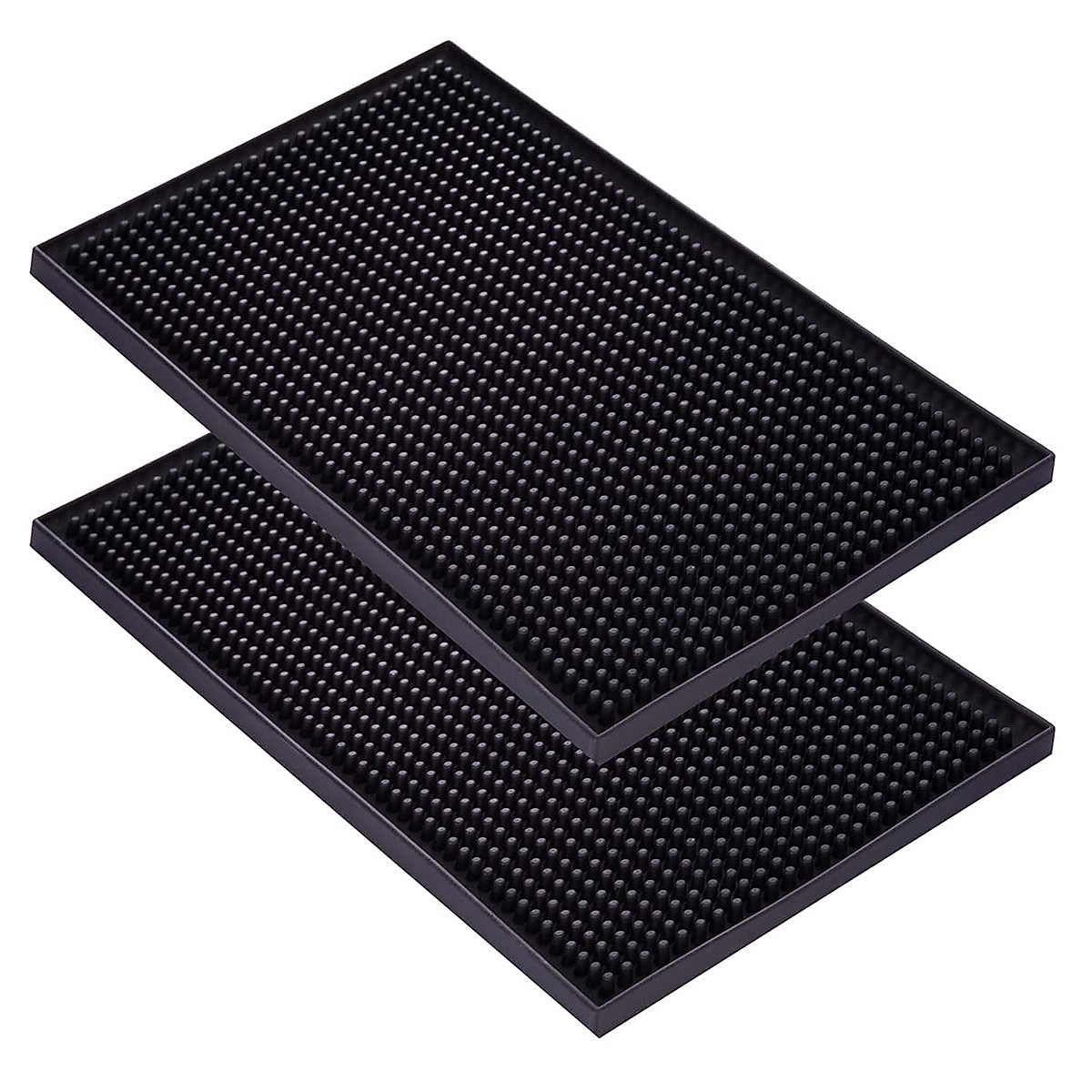 Bar Mat for Cocktail and Coffee Bar 12" x 18" Rubber Bar Service Spill Mat for Cocktail Bartender Coffee Bar or Countertop Mats Glass Drying Mat (Black Border - 12 x 18)
