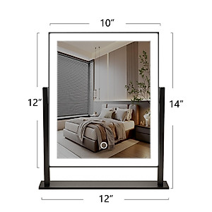 durup Lighted Hollywood Vanity Makeup Mirror with Light Smart Touch Control 3-Gear Dimable Light 360°Rotation (12in, Black)