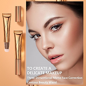 DAGEDA Contour Beauty Women Wand, Liquid Face Concealer Pen, Smooth Creamy Matte Finish Liquid Contour Stick with Soft Cushion Applicator, Blendable Waterproof Body Face Contouring Makeup, 0.53oz (01)