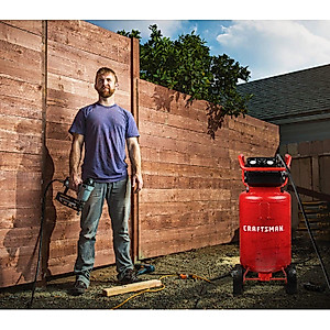 Craftsman Air Compressor, 20 Gallon Oil-Free 1.8 HP Max 175 PSI Pressure Two Quick Couplers Big Capacity, Red- CMXECXA0232043