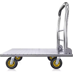 Platform Truck Flat Handtruck Steel Platform Truck 60cm * 90cm Folding Push Cart Load 330 Lbs Moving Dolly Cart Portable Flatbed Cart Reliable