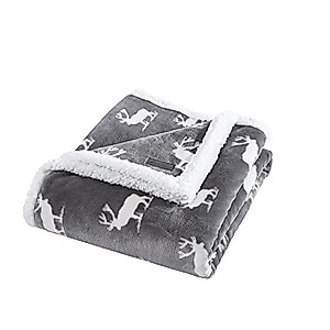 Eddie Bauer Ultra-Plush Collection Throw Blanket-Reversible Sherpa Fleece Cover, Soft & Cozy, Perfect for Bed or Couch, Elk Stance Grey