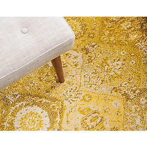 Unique Loom Penrose Collection Area Rug - Blake (2' 2" x 6' 1" Runner, Yellow/ Beige)