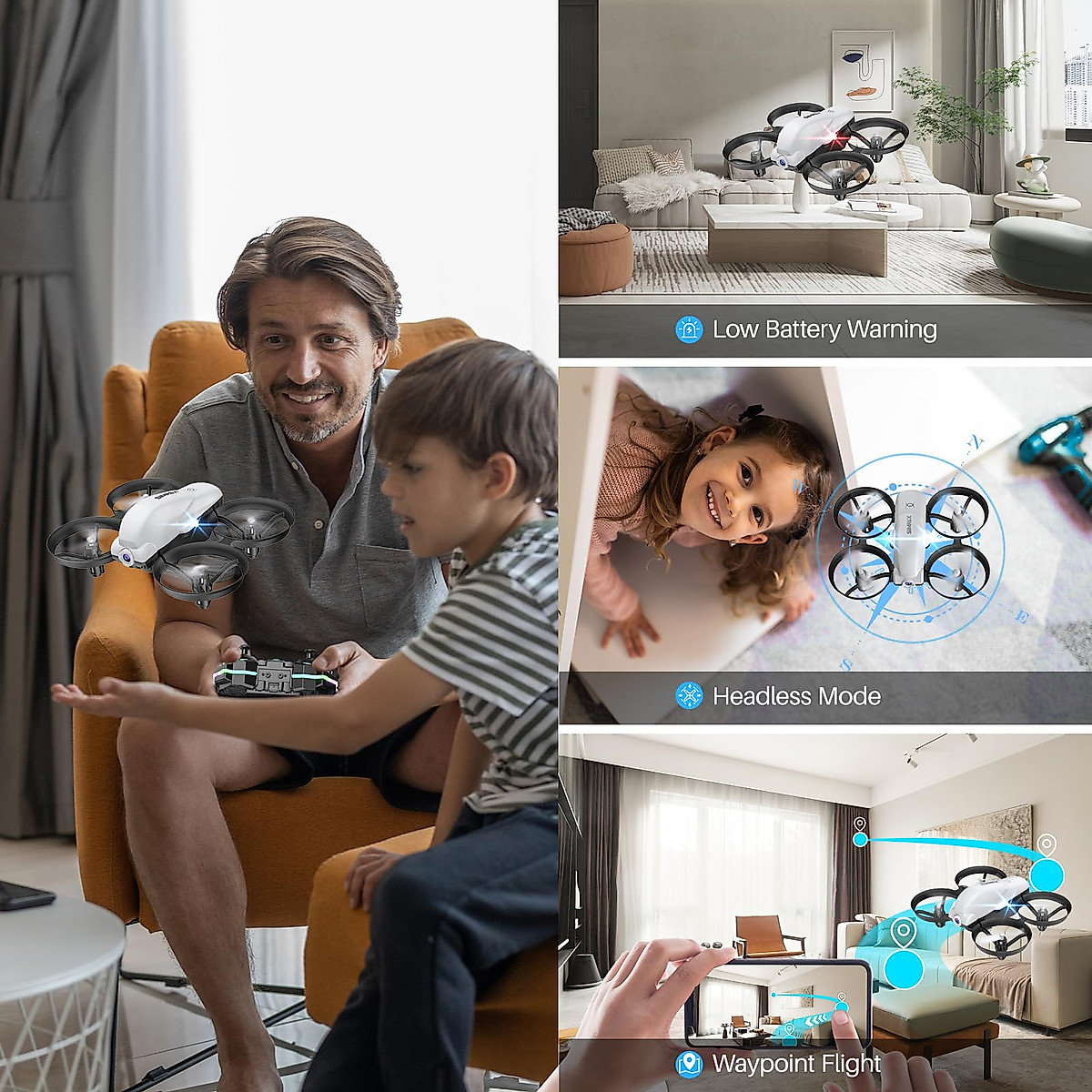 SIMREX X700 Drone with 720 HD Camera, WiFi FPV Live Video, 6-Axis RC Quadcopter, Altitude Hold & Headless Mode, Optical Flow Positioning, One Key Take Off/Land App Control with 360°Flip for Beginners