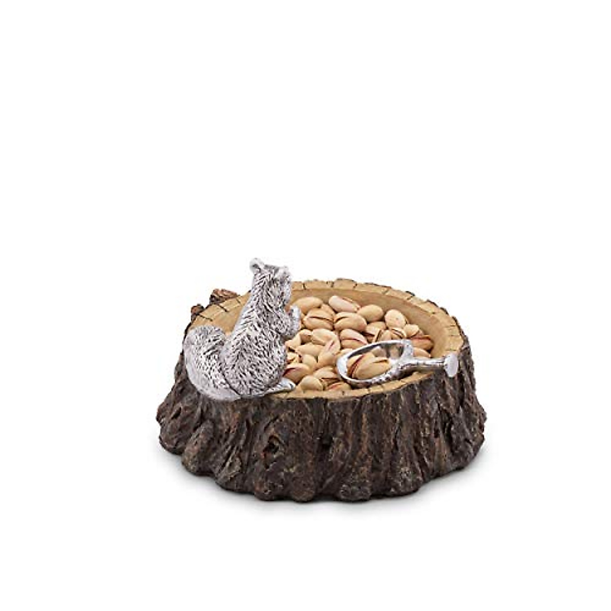 Arthur Court Designs Aluminum Standing Squirrel on Log Nut/Candy/Snack Bowl Dish 7 inch Diameter
