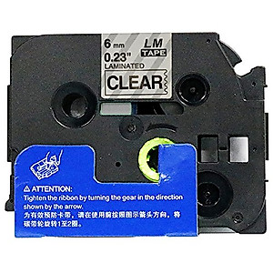 LM Tapes - Brother PT-1750 1/4" (6mm 0.23 Laminated) Black on Clear Compatible TZe P-Touch Tape for Brother Model PT1750 Label Maker with Free Tape Guide Included