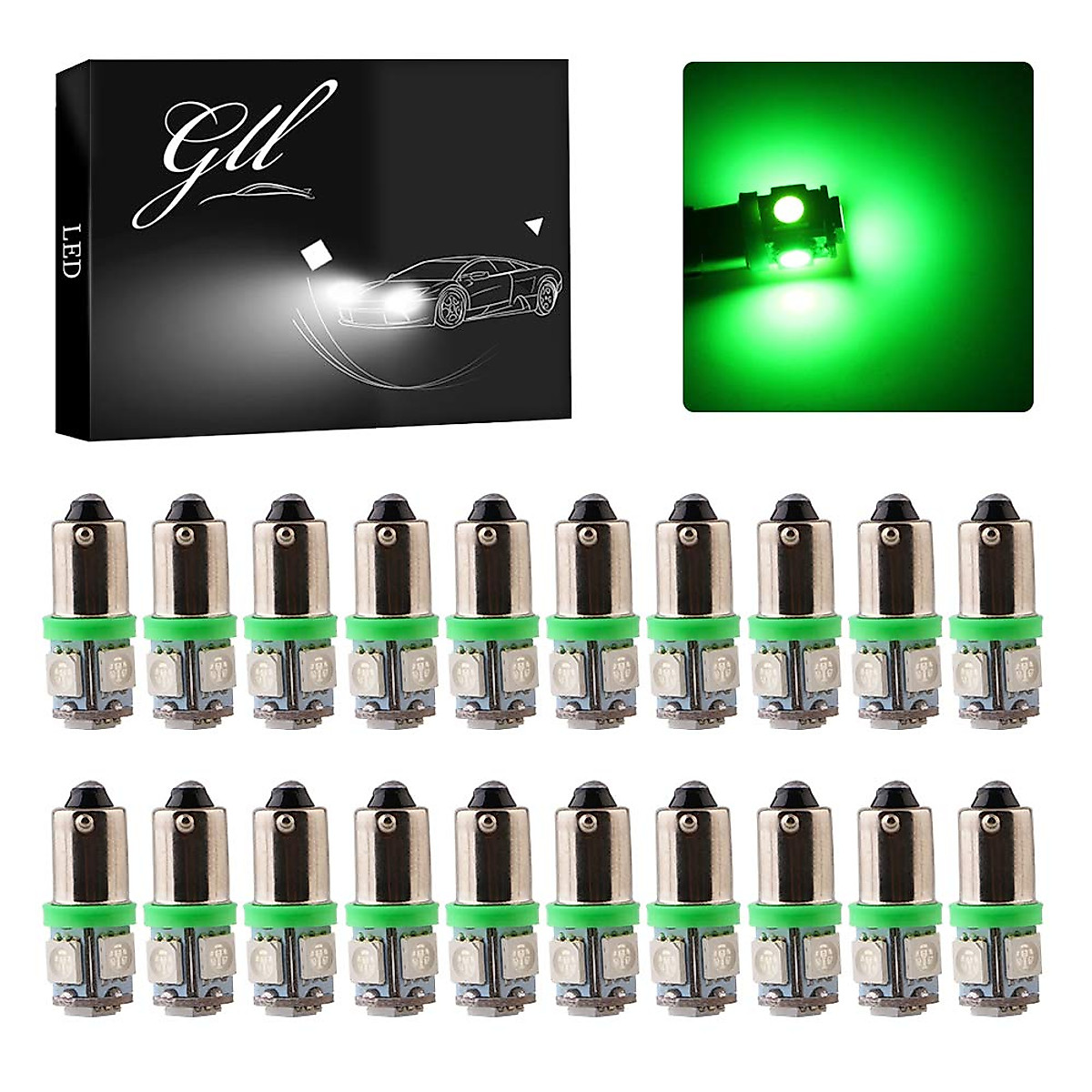 GE 44 Bulb 1893 47 756 1847 Wedge Pinball Machine Light 6VDC/6.3VDC Green (Pack of 20)