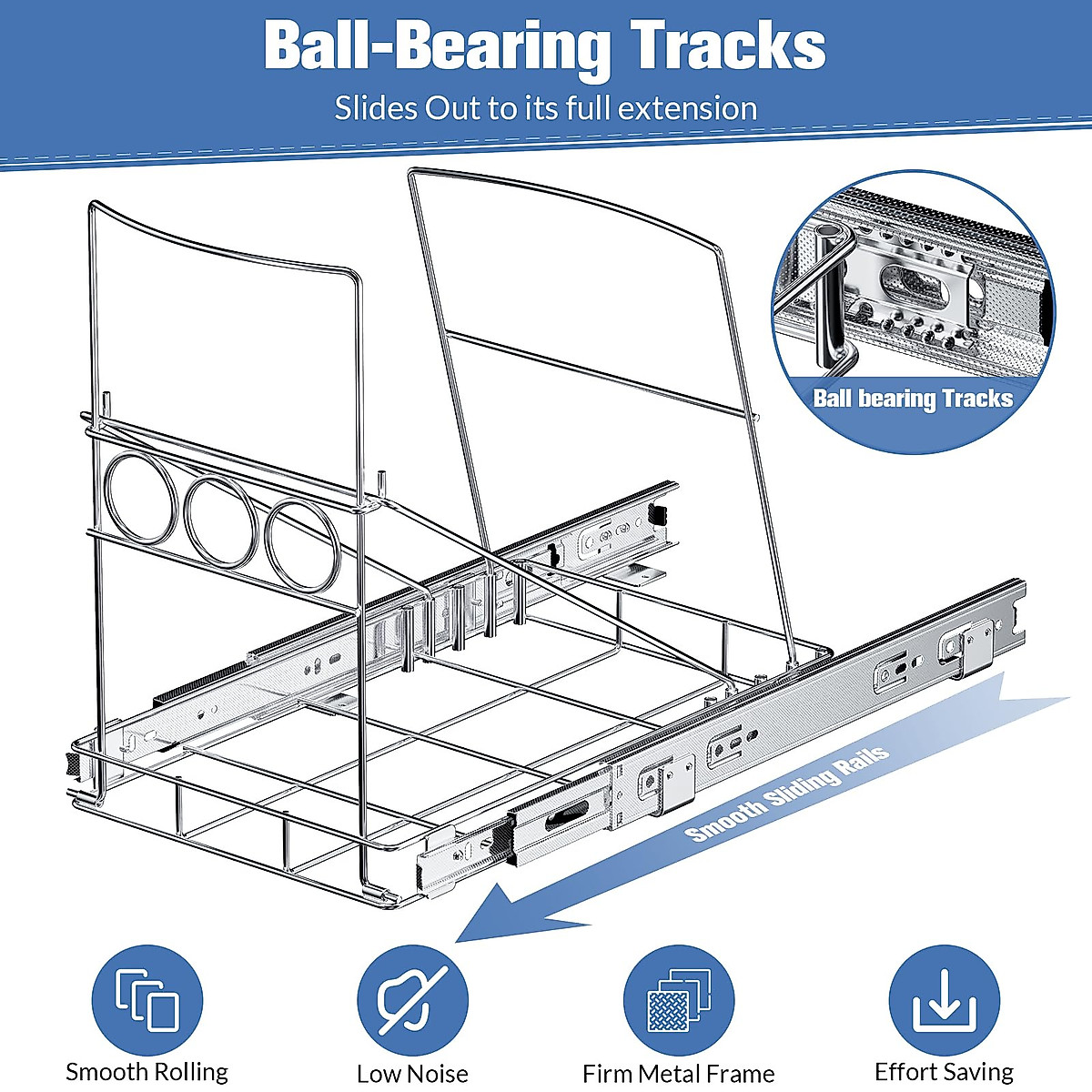 Pull Out Trash Can Under Cabinet - Under Sink Trash Can Pull Out Kit, Adjustable Kitchen Garbage Can Pull Out, Roll Out Kitchen Cabinet Trash Can Slide Out Rack for 7-11 Gallon Trash Can Not Included