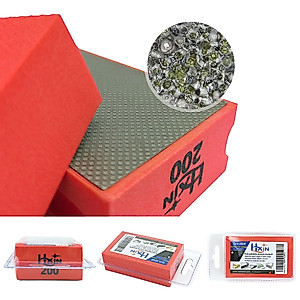 HXIN Diamond Hand Polishing Pad Diamond Sanding Block Foam Backed Diamond Sponge Sanding Pads for Wet or Dry Grinding polishing for Granite Marble Stone Tile Glass Ceramic (1, 200# Square)