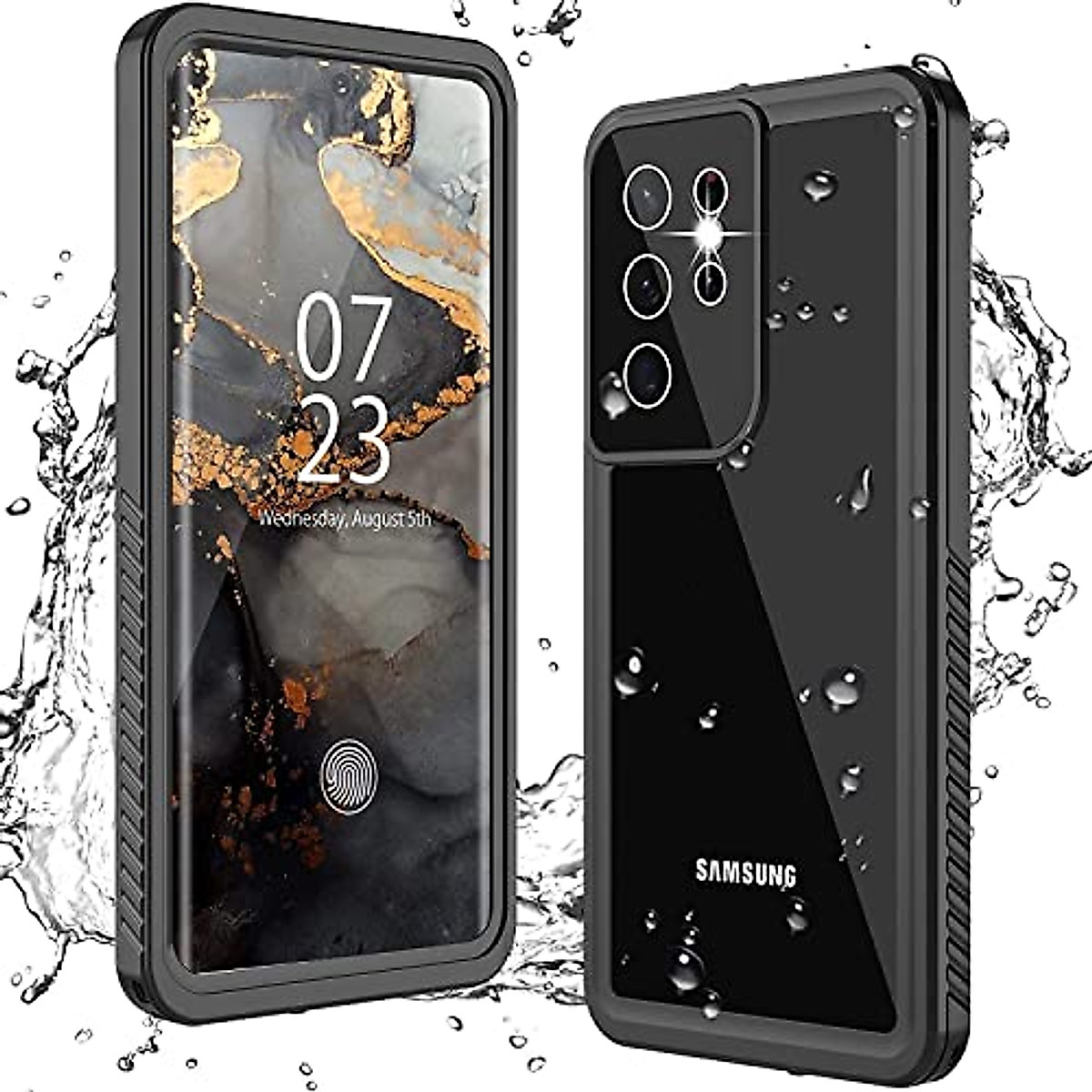 ANTSHARE for Samsung Galaxy S21 Ultra Case Waterproof,Galaxy S21 Ultra Case with Screen Protector,360 Full Body Heavy Shockproof Rugged Samsung S21 Ultra Phone Case for Women Men Black/Clear