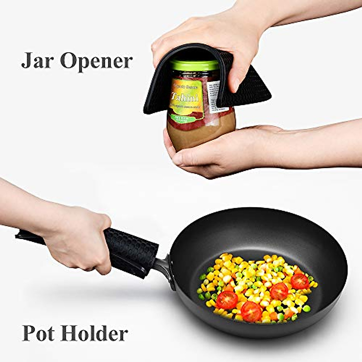 Silicone Trivet Mats Hot Mat - Hot Pads Durable Non Slip Coasters Heat Resistant Mats (Black)