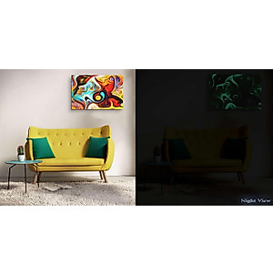 Startonight Canvas Wall Art Abstract Colored Woman Face Simona, Framed 32" x 48"