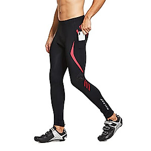 BALEAF Men's Bike Cycling Pants 4D Padded Bicycle Tights MTB Riding Leggings Zipper Pockets Quick Dry Red XL