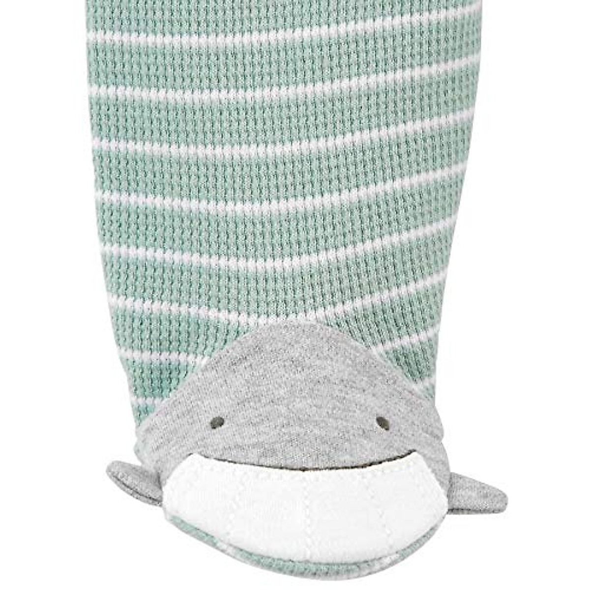 Simple Joys by Carter's Baby 2-Way Zip Thermal Footed Sleep and Play, Pack of 2, Mint Green Stripe/White Avocados, Newborn