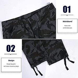 zeetoo Mens Relaxed-Fit Cargo Pants Multi Pocket Military Camo Combat Work Pants #03 Black 38