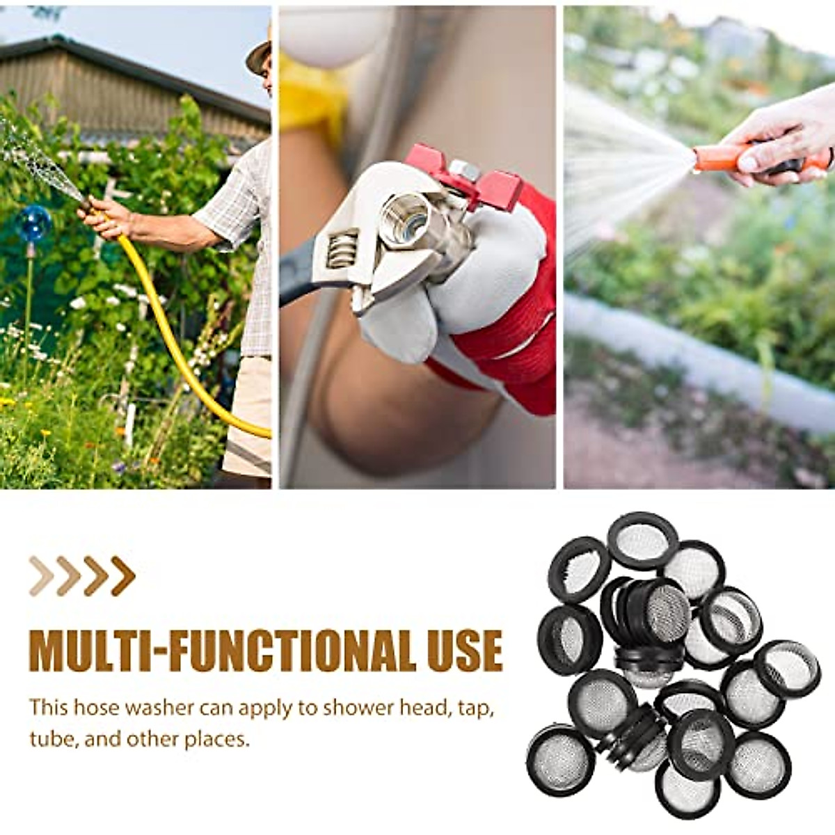 GANAZONO 30pcs Stainless Steel Screen Hose Washers Filter Pressure Shower Head Washer Gasket Inlet Hose Screen Washer Repair Kit for Washing Machine Garden Hose Connector