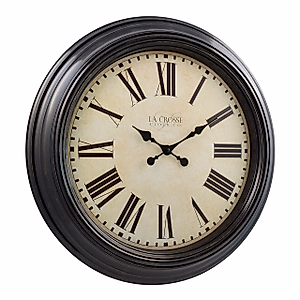 La Crosse 404-2658-INT 23-Inch Maxwell Quartz Wall Clock, Brown