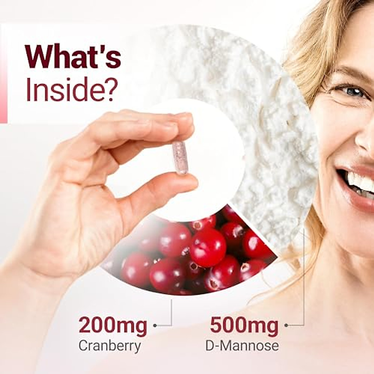 Nested Naturals D-Mannose 500mg Caspules with Cranberry Extract, D Mannose Cranberry Pills, Urinary & Bladder Support, 60 Vegan Capsules