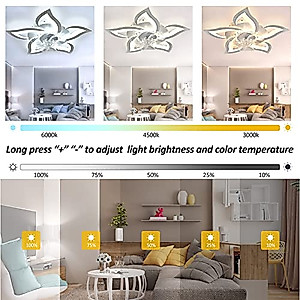 Jesskit 26.8" Ceiling Fan with Lights, Chandelier Ceiling Fans with 3 Color Dimmable and 6 Speeds Remote Control, Modern Indoor Flush Mount Ceiling Fans with Lights for Living Room Bedroom Dining Room