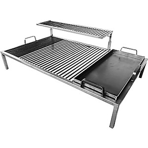 Luxury Argentine Grill with removable iron modules + Brazier + fire tools - Iron Argentina Grill - BBQ Parrilla Asado. Sor Pampa Grill (32 x 20 inches)