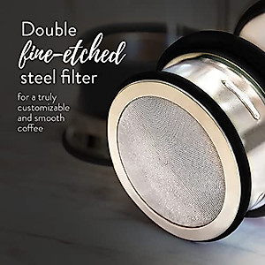 Simpli Press French Press Coffee & Tea Maker - Easy Cleanup & Customizable Smooth Coffee - Patented - Plastic-Free Premium Stainless Steel 34 oz - Black Color