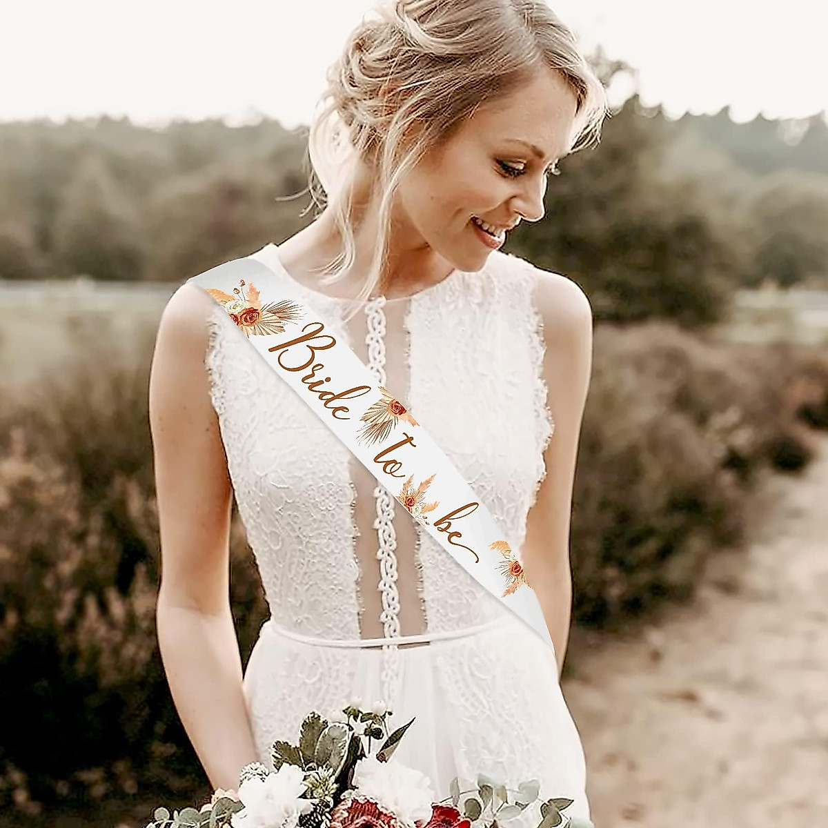 Levfla Boho Bridal Shower Games - Set of 6 (50 pcs Per Game), with Tropical Bohemian Bride to Be Sash + 4 PCS Marker Pens, Suitable for Pampas Bridal Shower, Terracotta Bachelorette Party